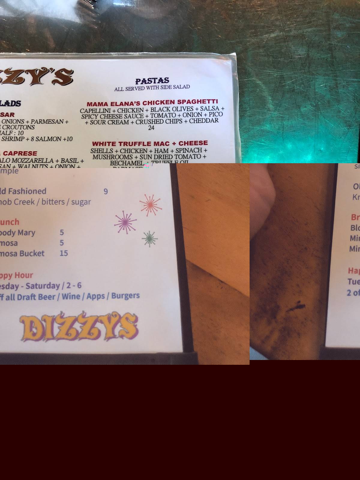 Menu at Dizzy's Gypsy Bistro pub & bar, Little Rock