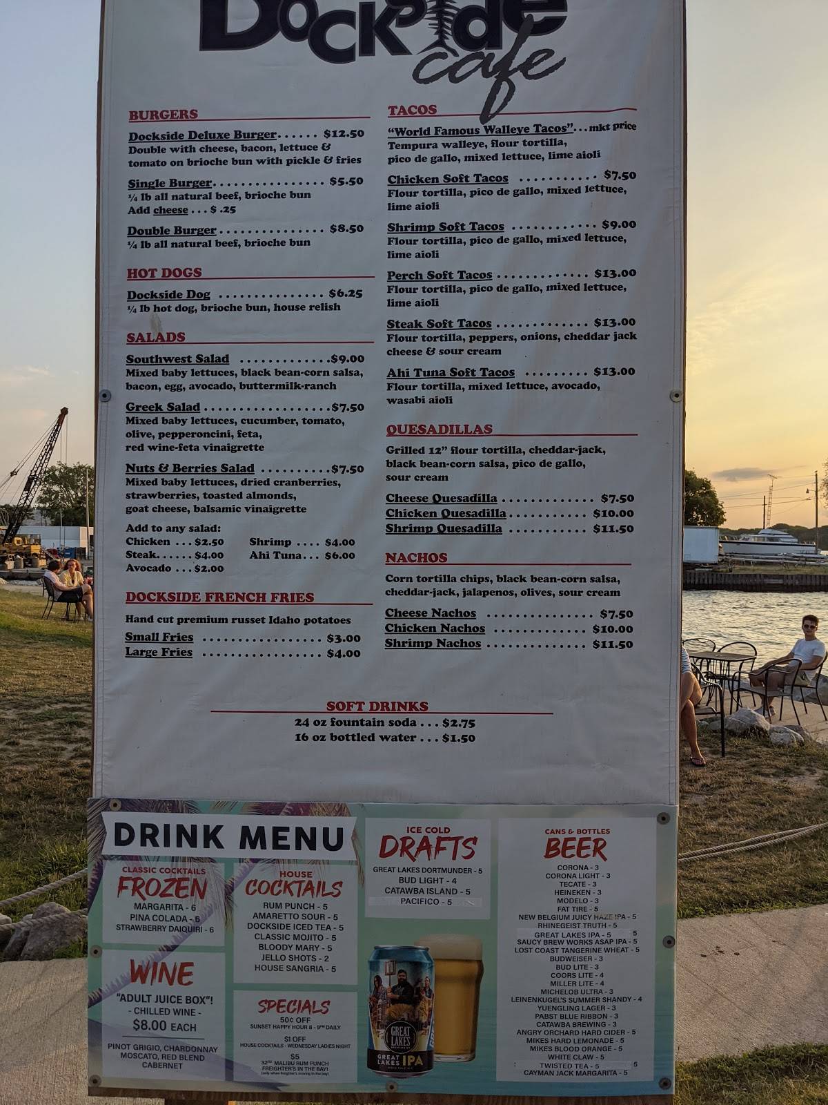 Menu at Dockside Cafe, Sandusky
