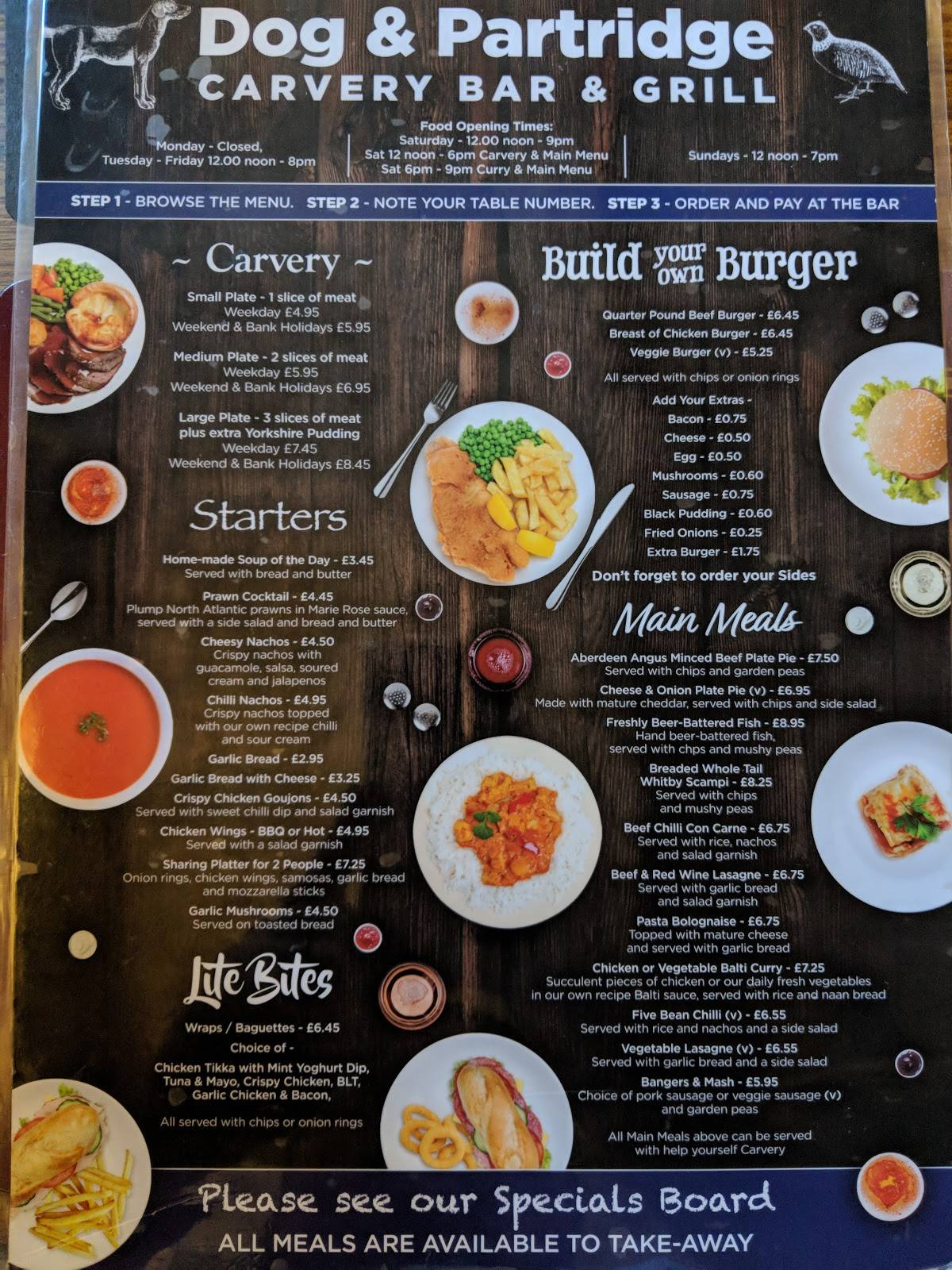 Menu at Dog and Partridge pub & bar, Ashton-under-Lyne, 275 Oldham Rd