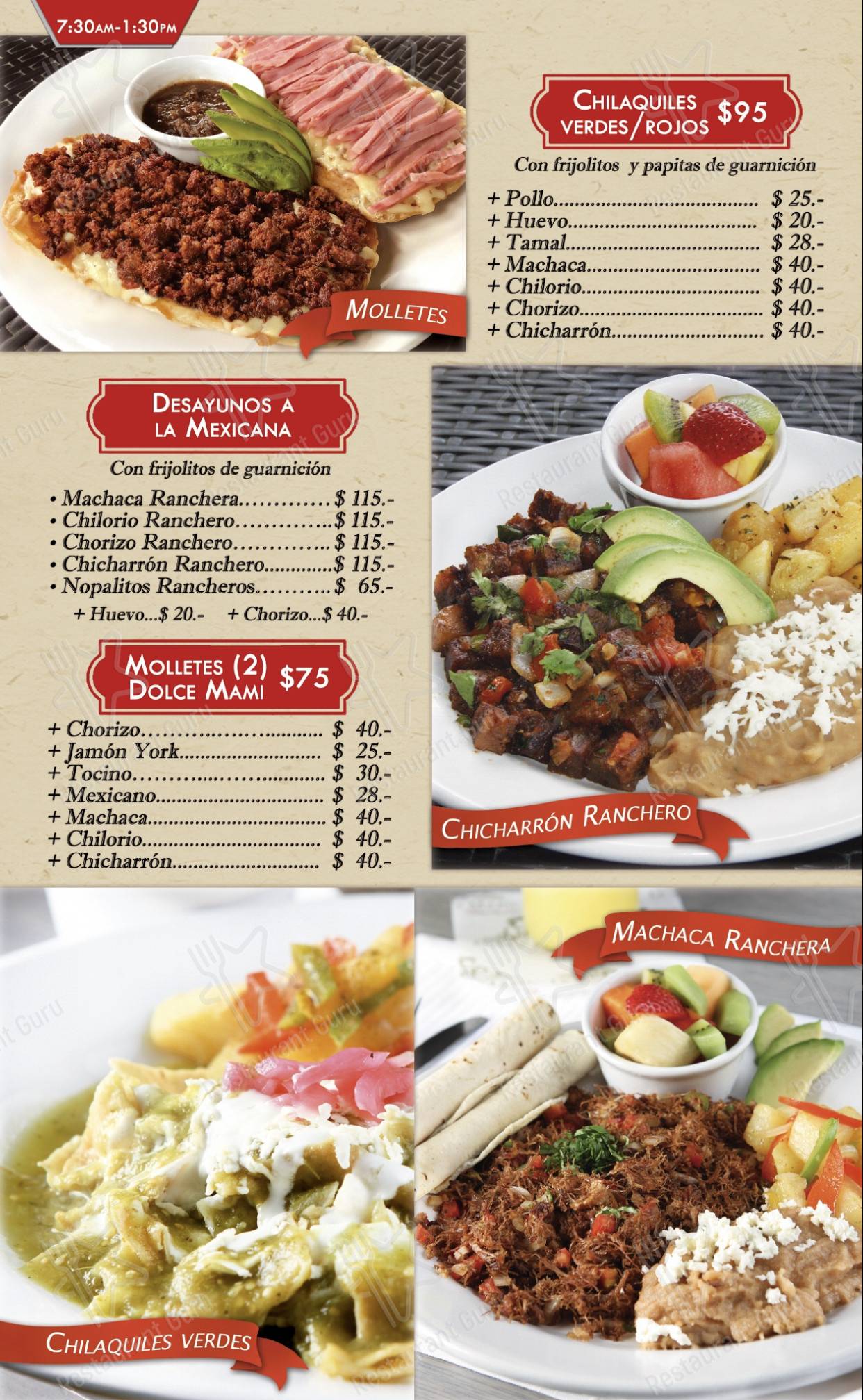 Carta del restaurante Dolce Mami Suc. Zona Dorada, Mazatlán, Av Camarón ...