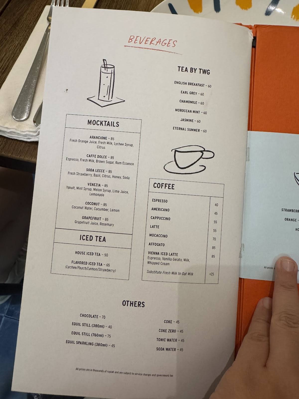 Menu at Dominica Jakarta restaurant, Central Jakarta