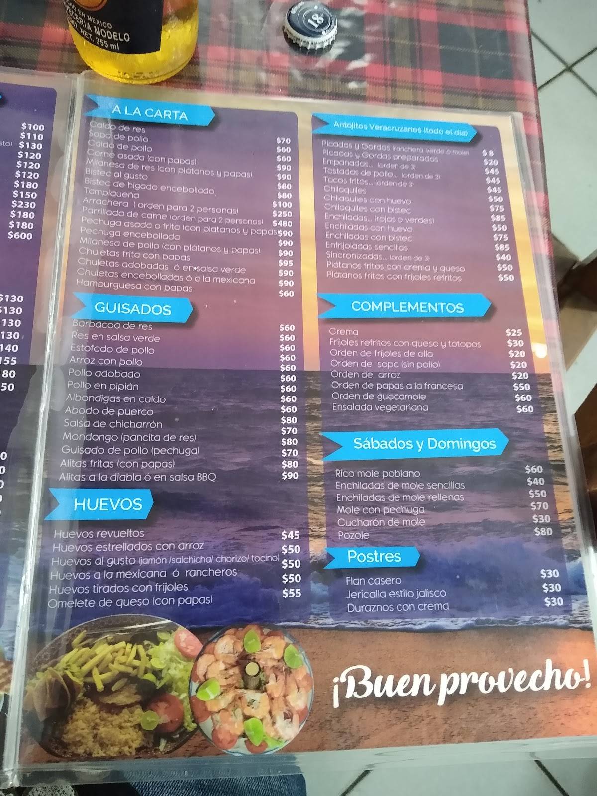 Menu at Don Juan II El Tiburón pub & bar, Veracruz
