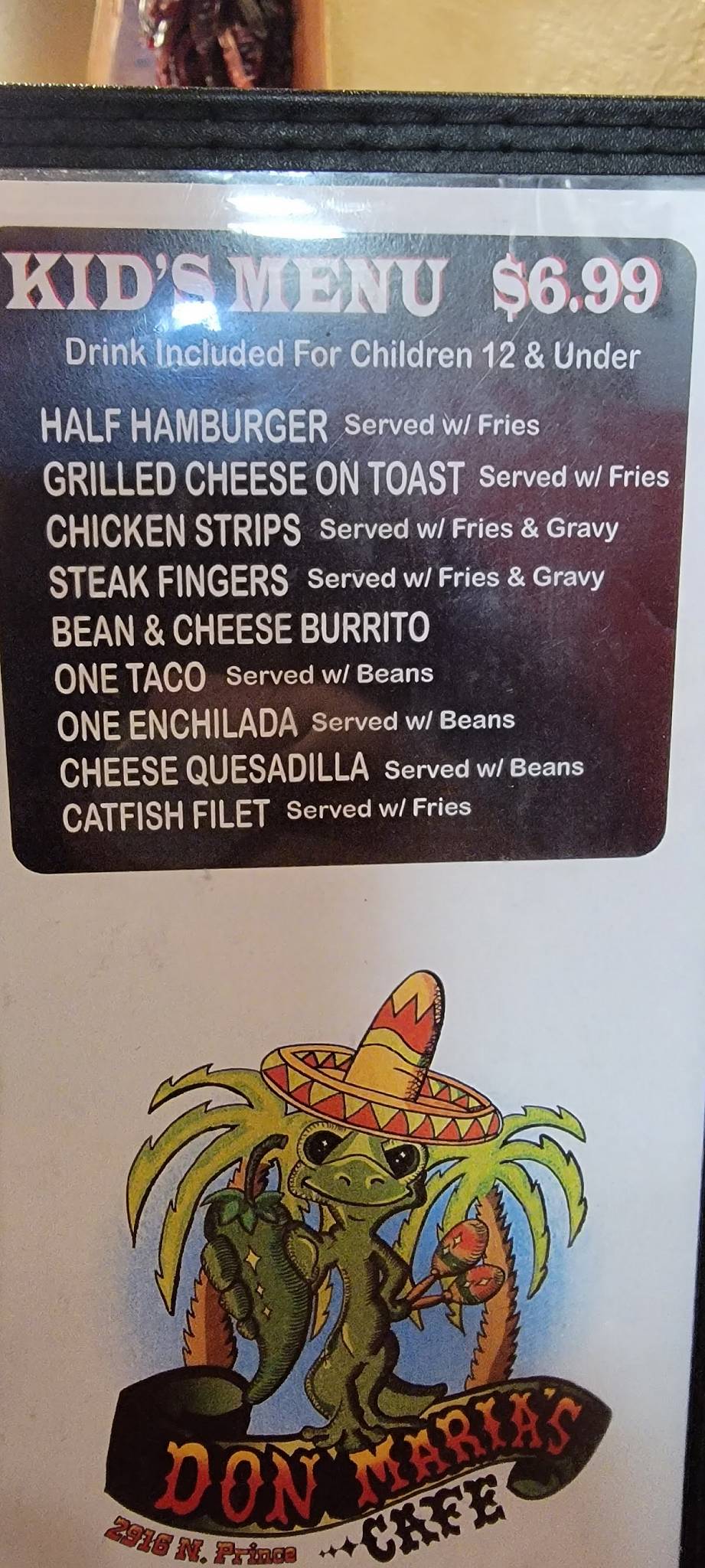 Menu at Don Maria's Mexican Restaurant, Clovis