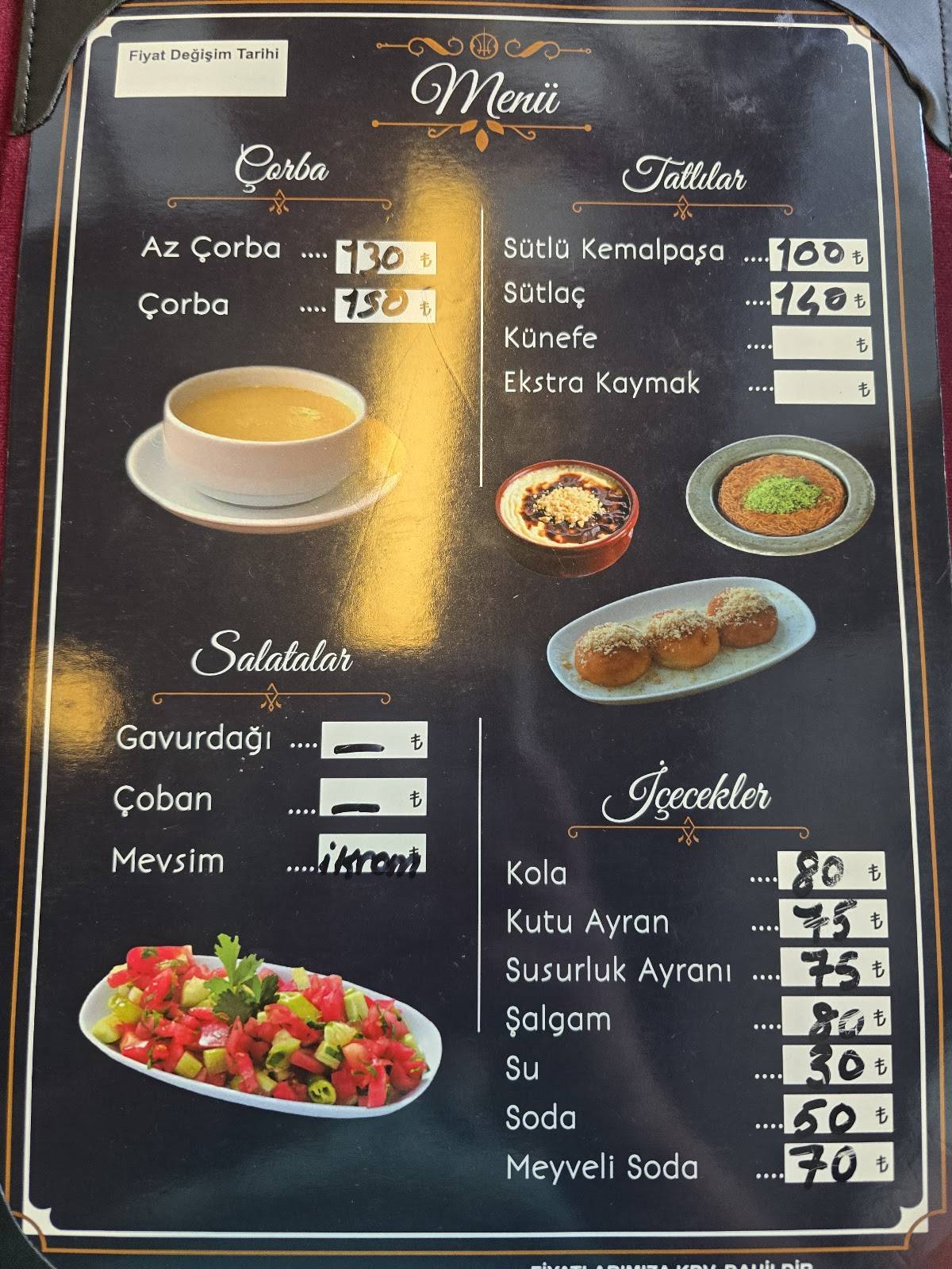 Menu at Döner Ağacı Ankara restaurant, Ankara