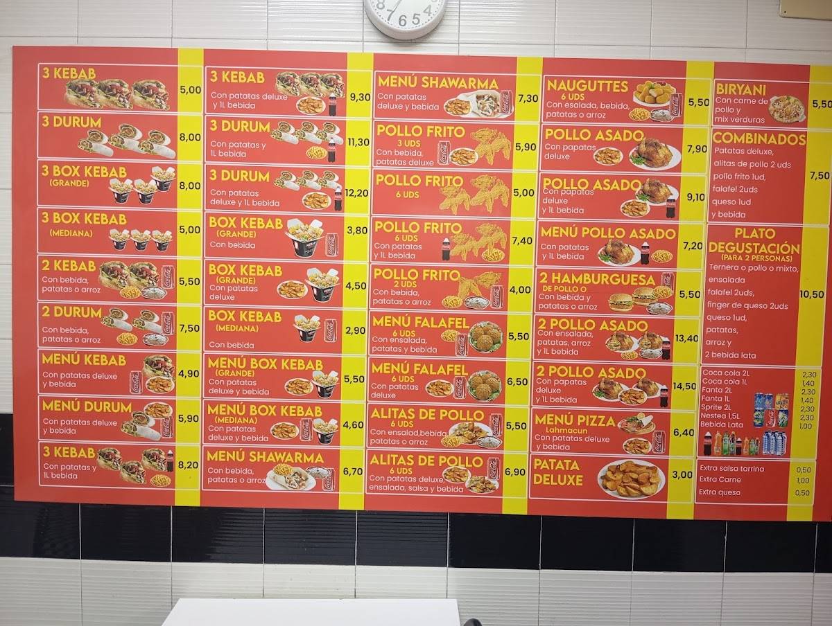 Menu at Döner Kebab Hut restaurant, Madrid, C. de Albino Hernández Lázaro