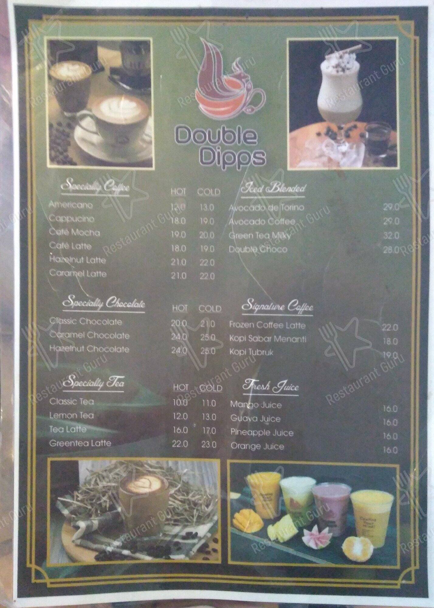 Menu at double dips, Jakarta, Kebon Jeruk Bussiness Park