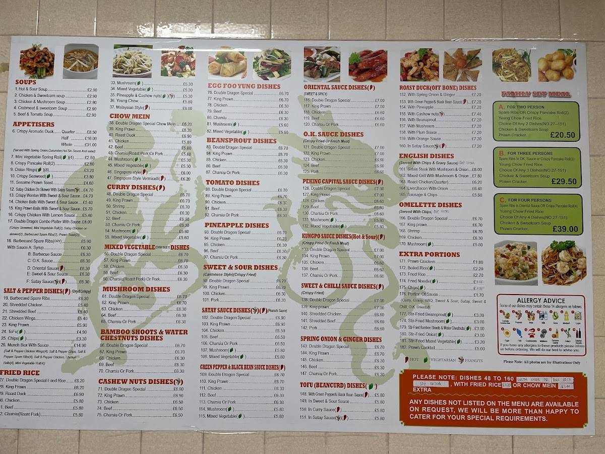 Menu at Double Dragon restaurant, Castleford