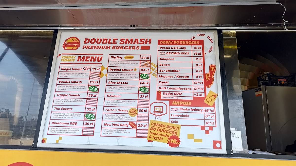 Menu at Double Smash Burgers restaurant, Poznań