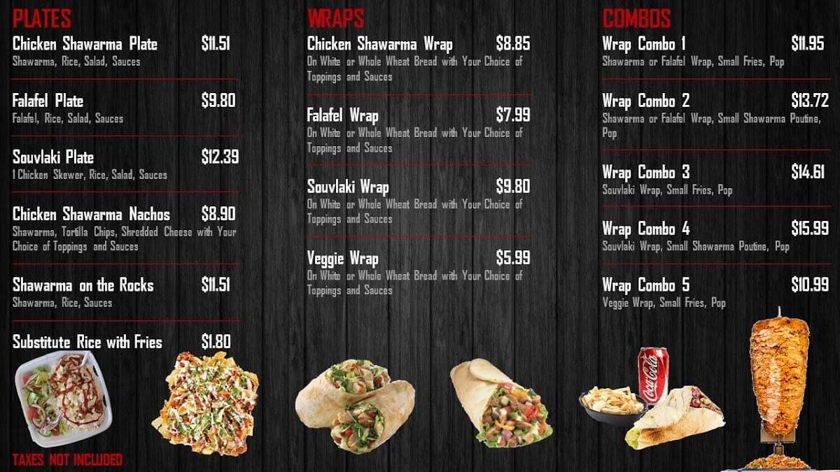 Menu at Double Taste Shawarma restaurant, Waterloo, 373 Bridge St W Unit 11