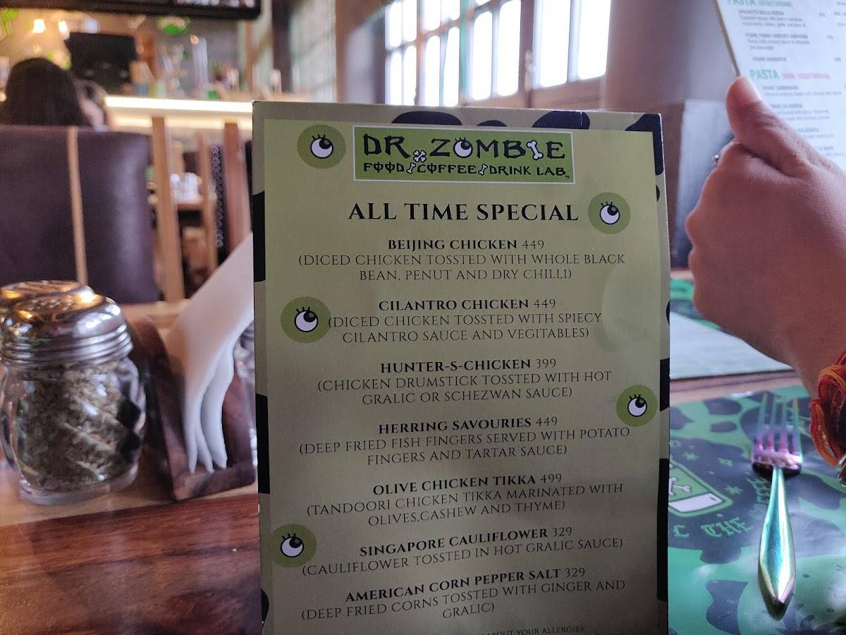 Menu at Dr.Zombie, New Delhi