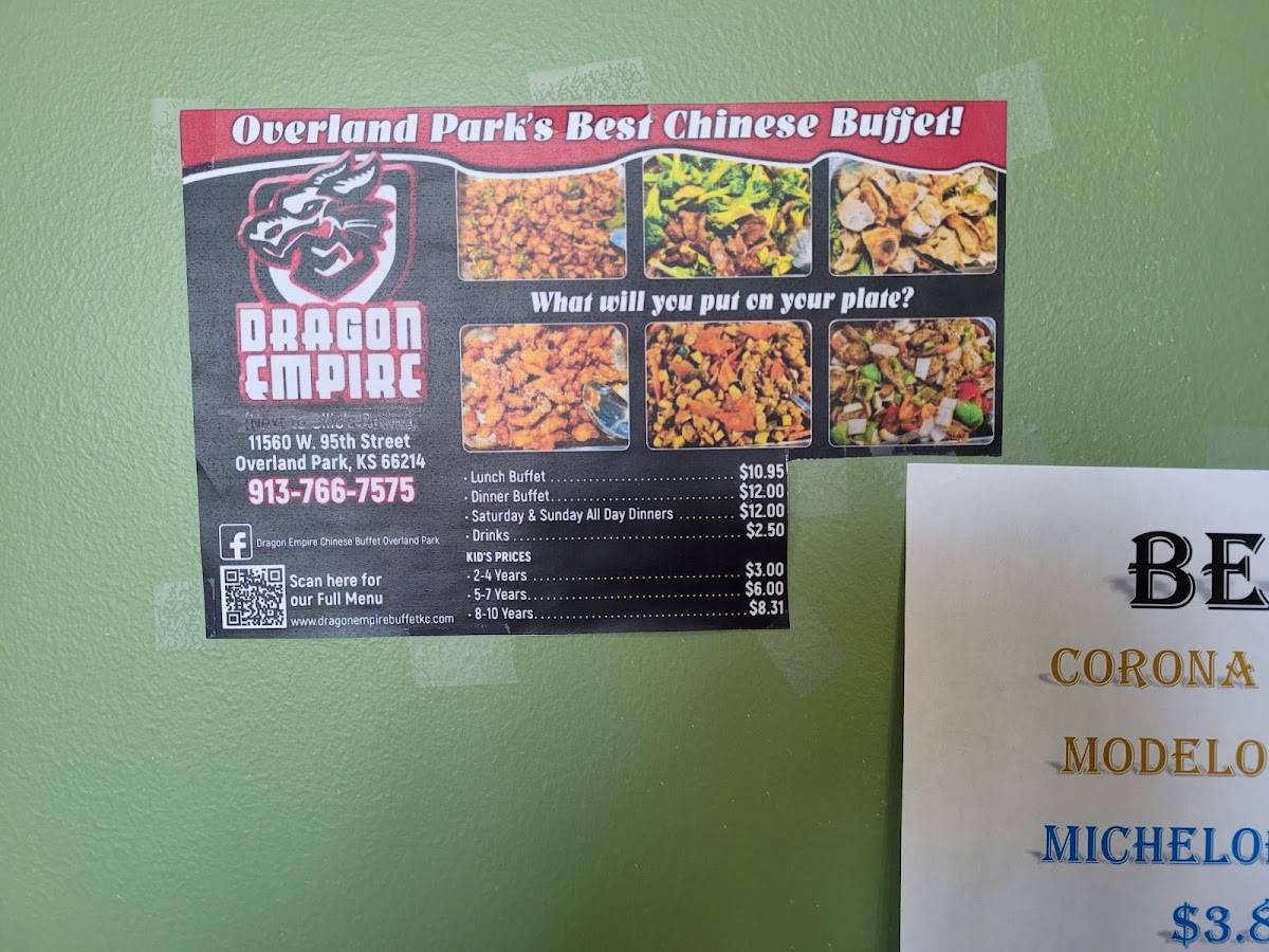 Menu at Dragon Empire Chinese Buffet restaurant, Overland Park