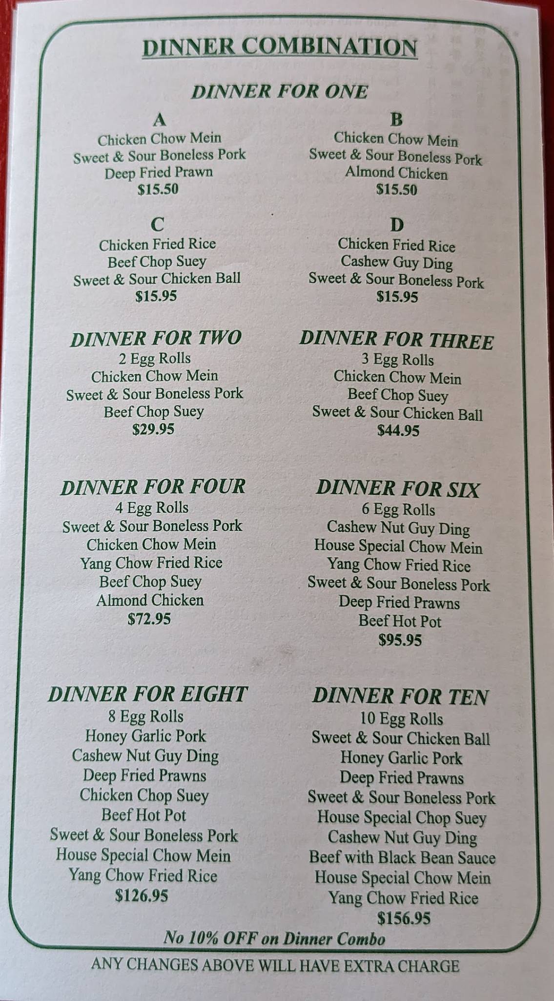 Menu at Dragon Fort Restaurant, Abbotsford