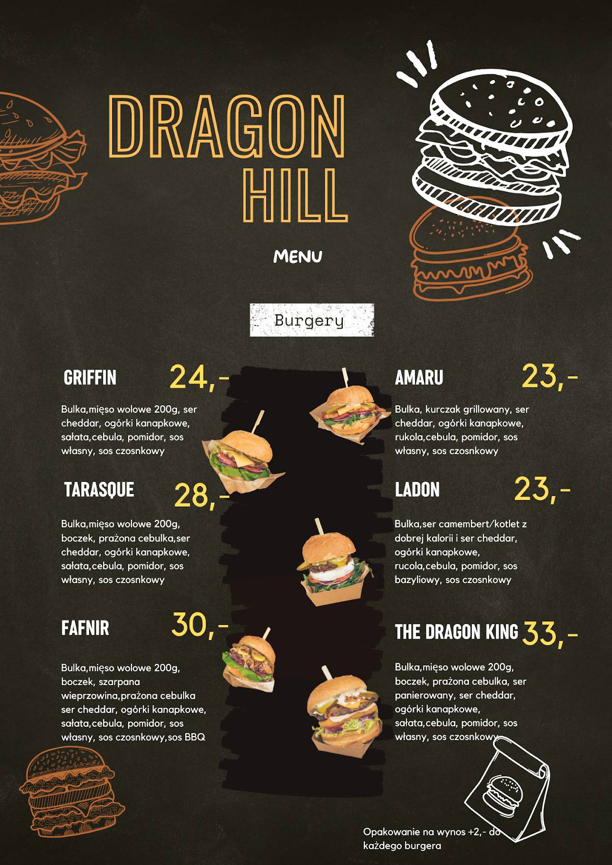 Menu at Dragon Hill restaurant, Gniezno