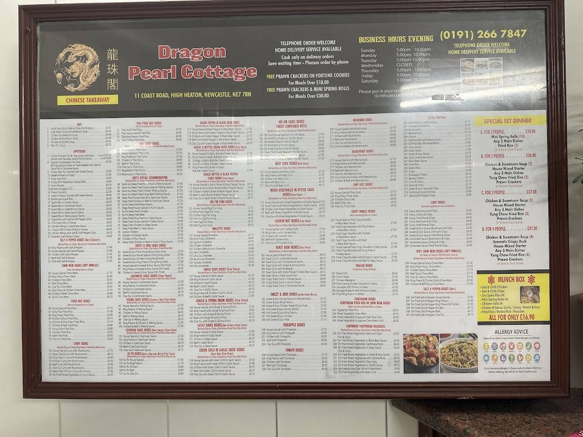 Menu at Dragon Pearl cottage Chinese take away restaurant, Newcastle ...