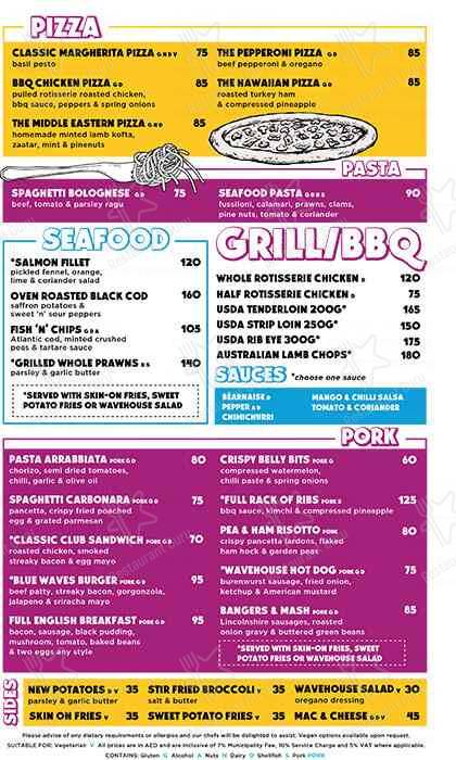 Menu at Wavehouse Dubai restaurant, Dubai, Ground Floor، Atlantis The ...