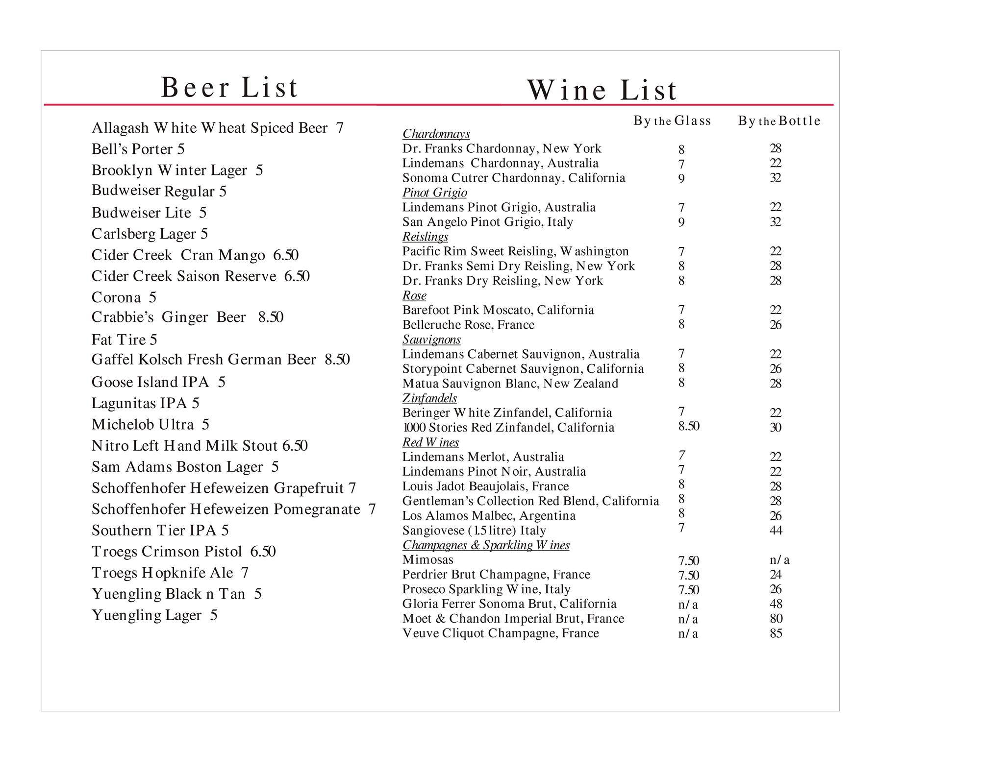 Menu at Duke House Tea Room & Bakery, Wellsville