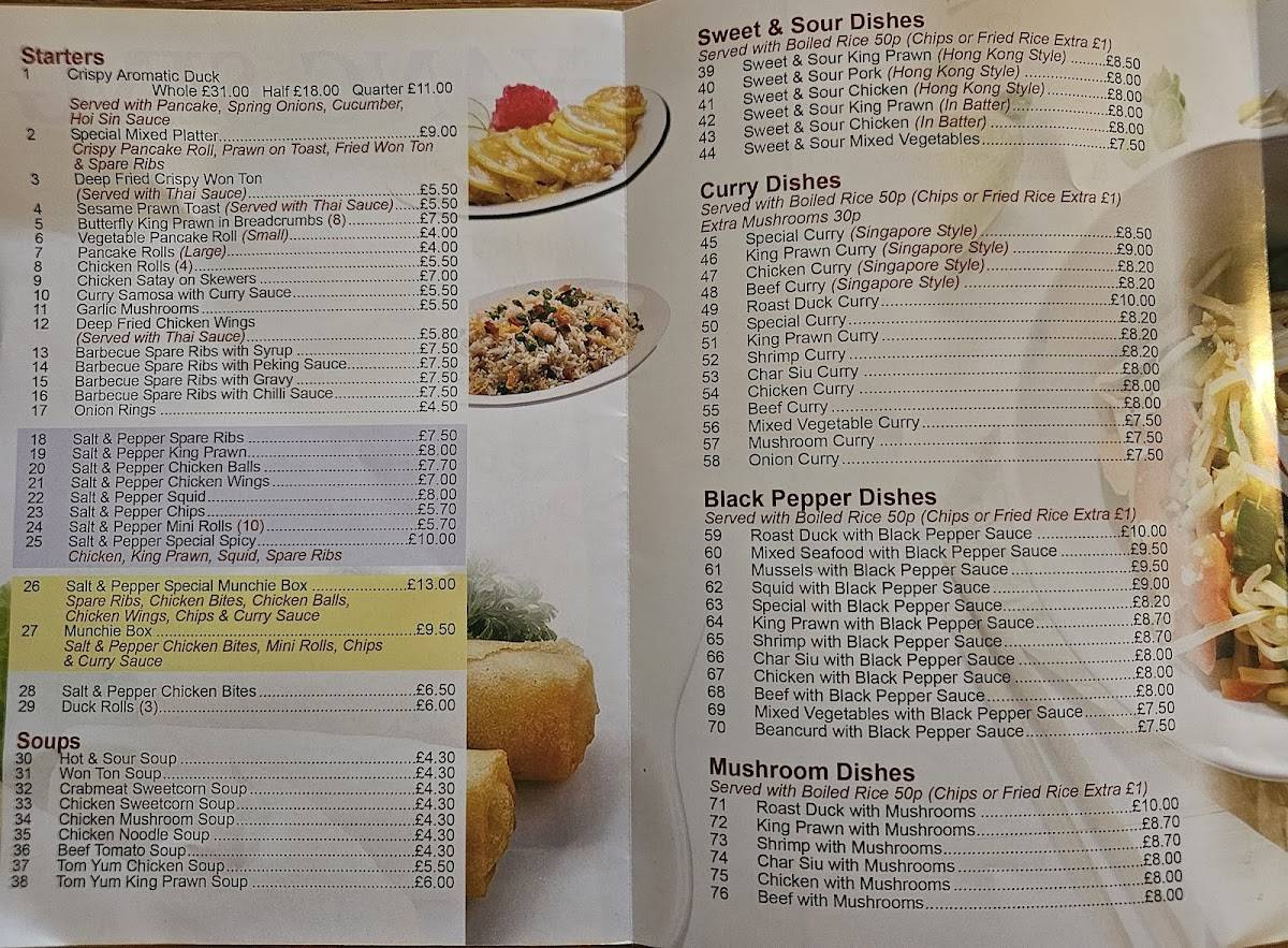 Menu at Yang Sing fast food, Dundee, 13 Reform St