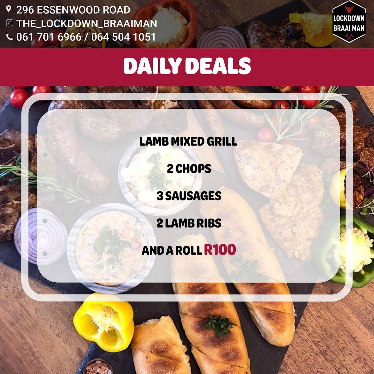 Menu at The Lockdown Braaiman restaurant, Durban