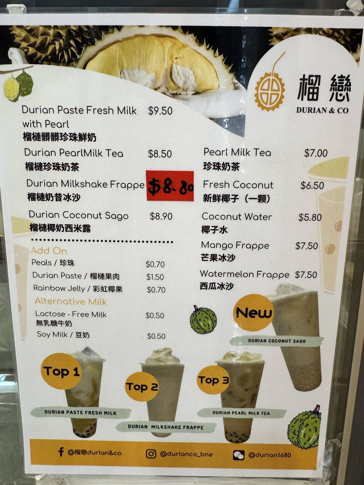 Menu at Durian & Co 榴恋 Upper Mount Gravatt desserts, Upper Mount Gravatt