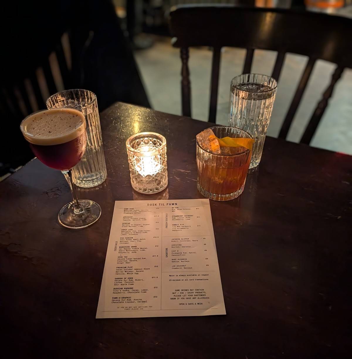 Menu at Dusk Til Pawn pub & bar, Manchester