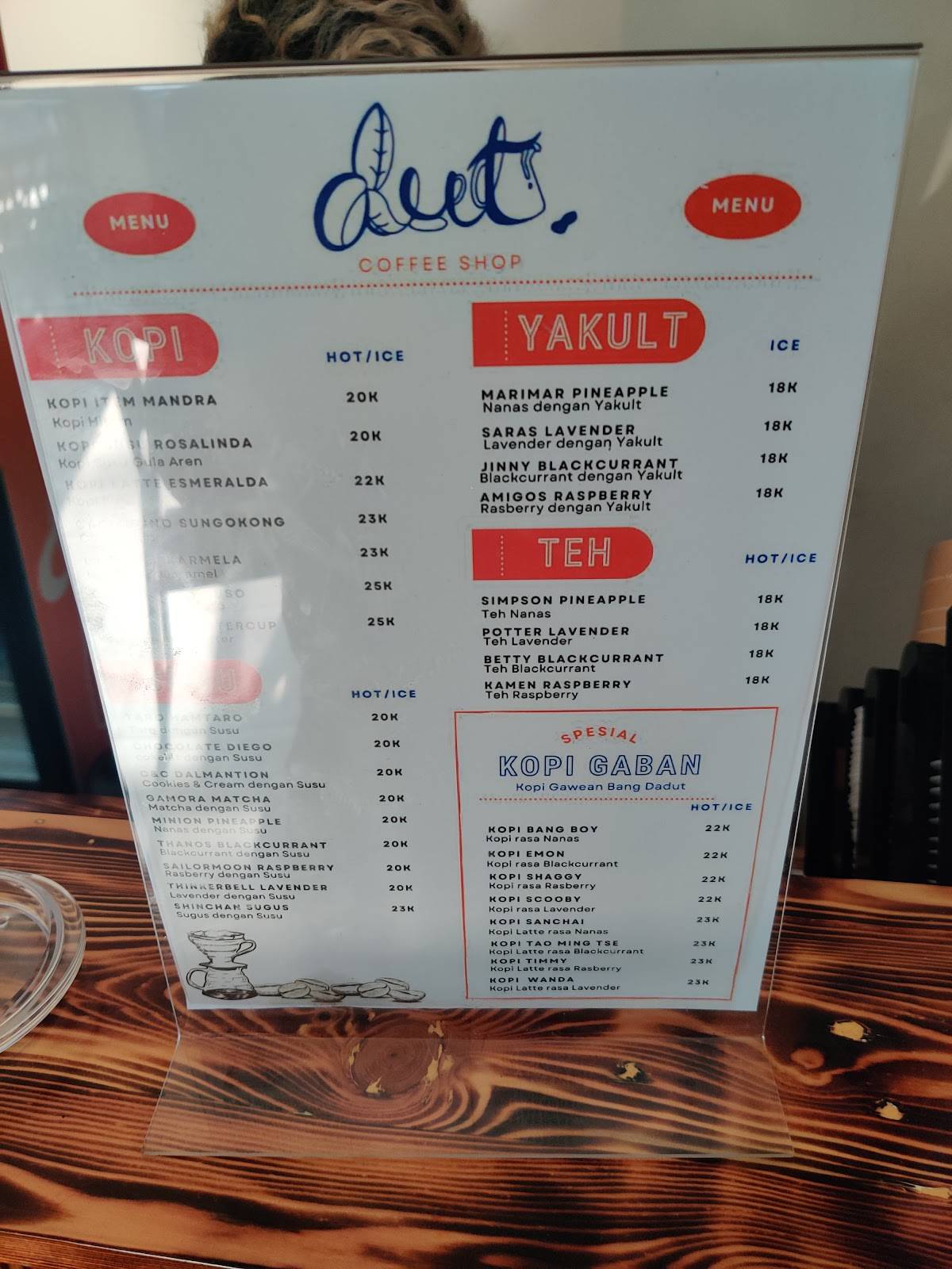 Carta de Dut Canteen & Coffee, South Jakarta