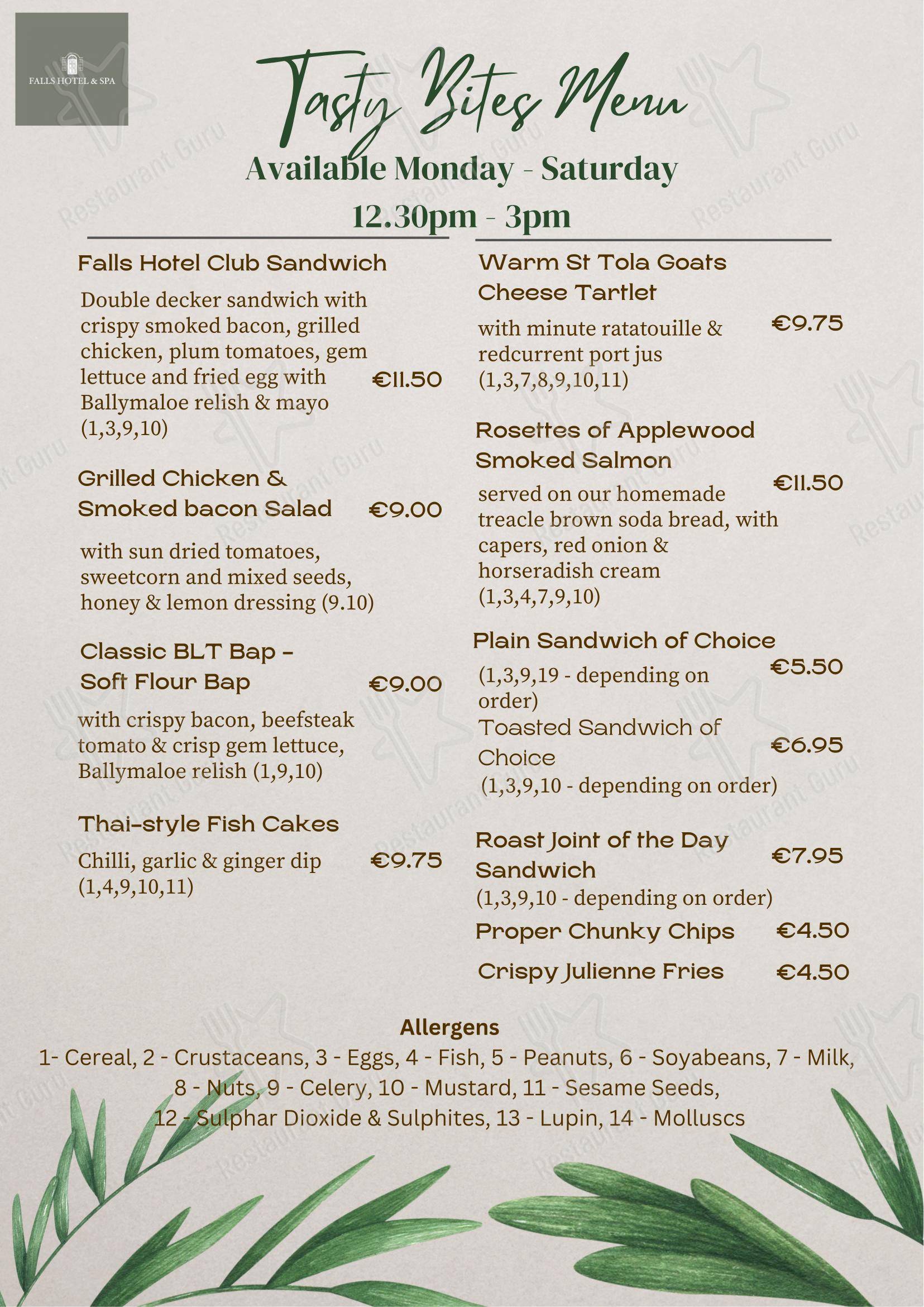 Menu at Dylan Thomas Bar, Ennistimon