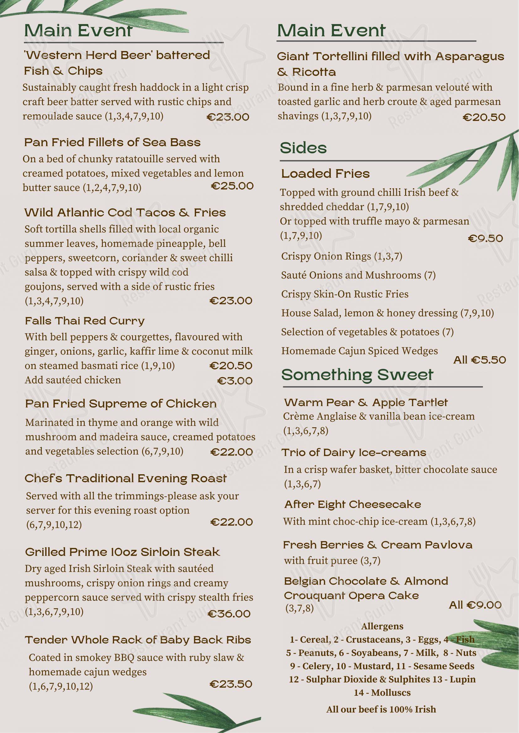 Menu at Dylan Thomas Bar, Ennistimon