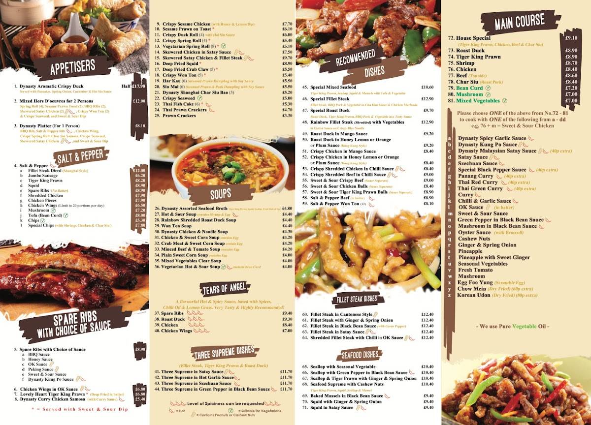 Menu at Dynasty Chinese & Thai Takeaway restaurant, Altrincham, 101 Wood Ln
