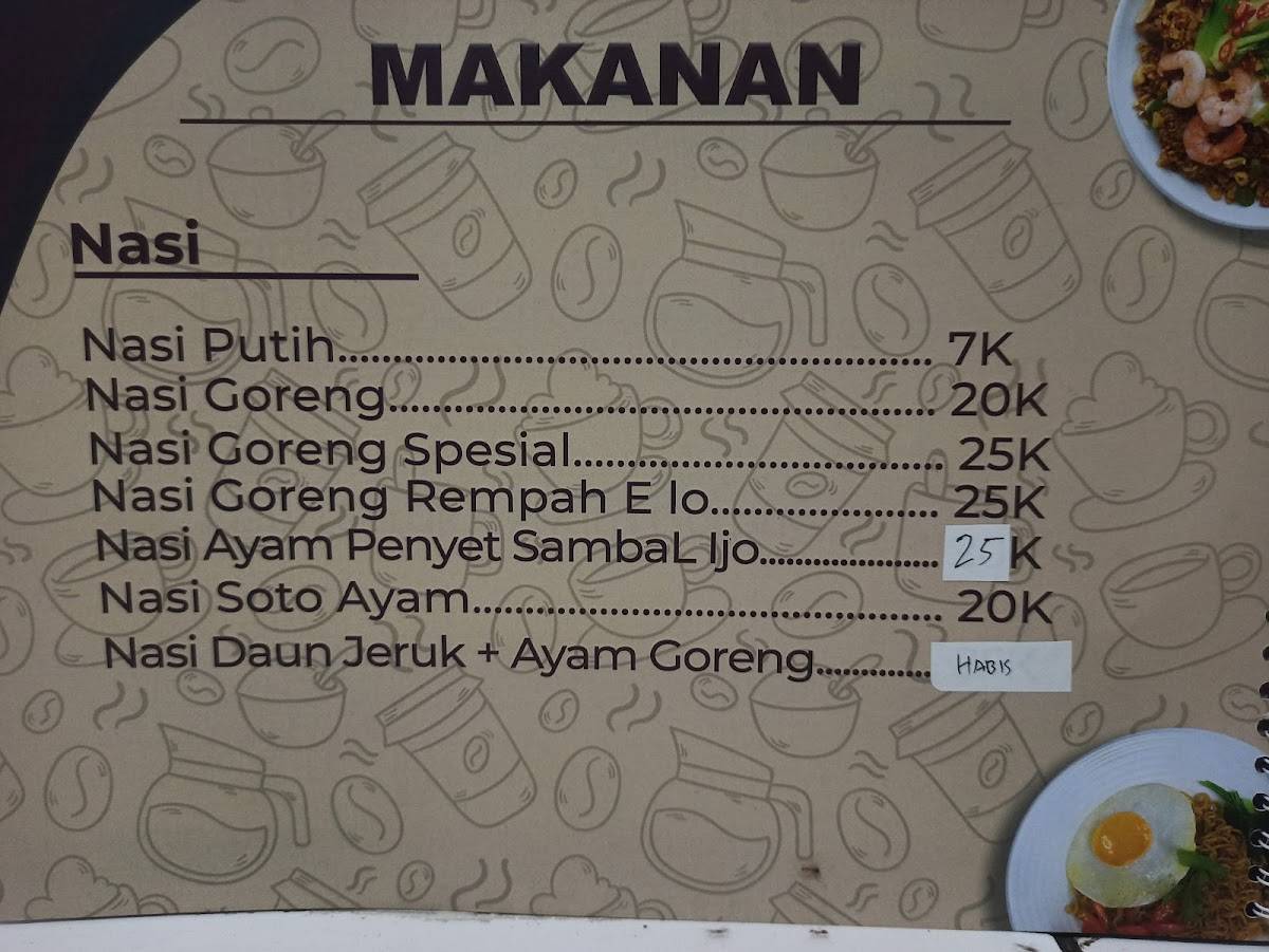 Menu at E Lo Warung Musik restaurant, Bogor