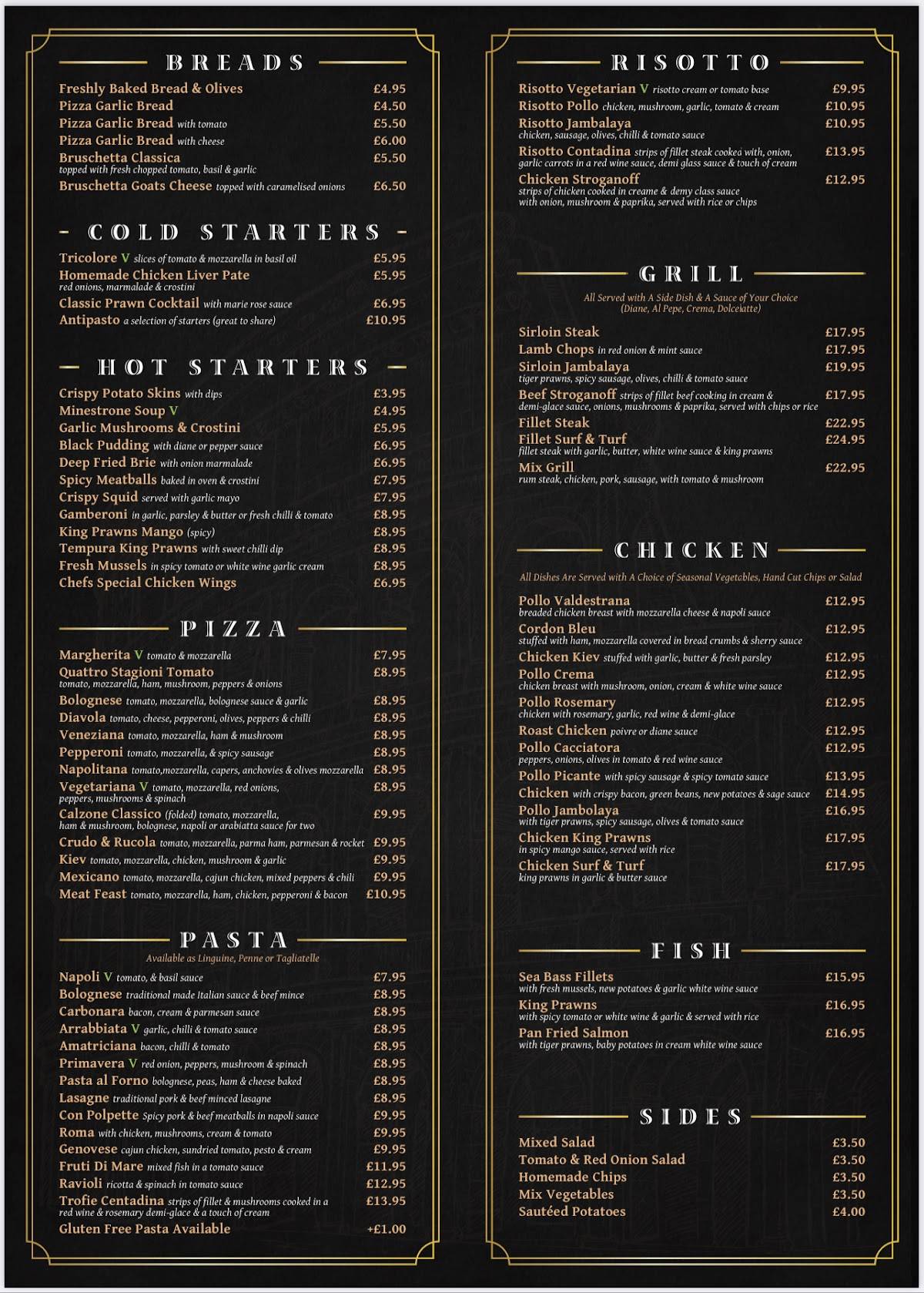 Menu at EMMA’S restaurant, Winlaton