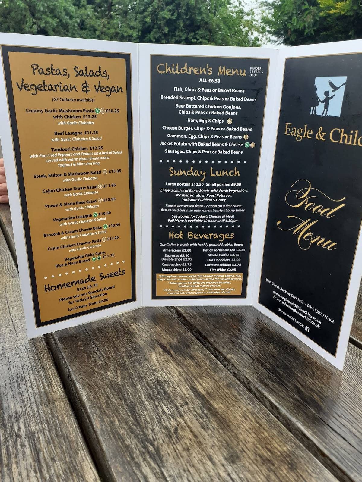 Menu at Eagle & Child Inn pub & bar, Doncaster, 24 Main St
