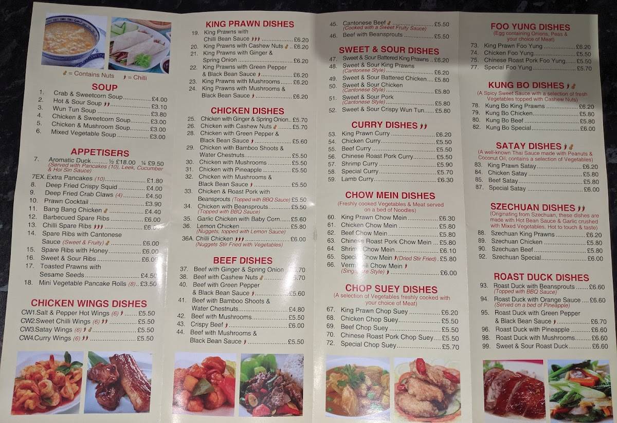 Menu at Eastern Empire restaurant, Hayle