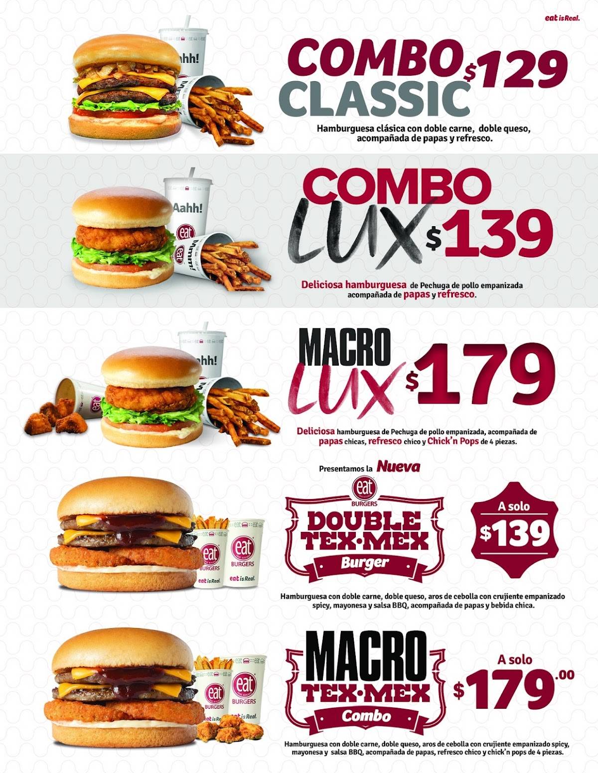 Carta del restaurante Eat Burgers - Suc. Calle Novena, Mexicali, C ...