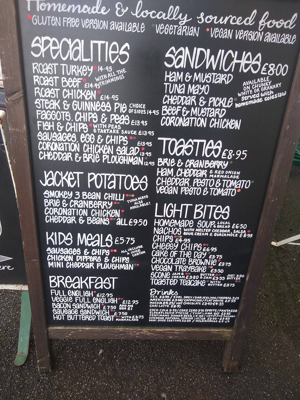 Menu at Edelweiss Cafe, Cheddar, The Cliffs