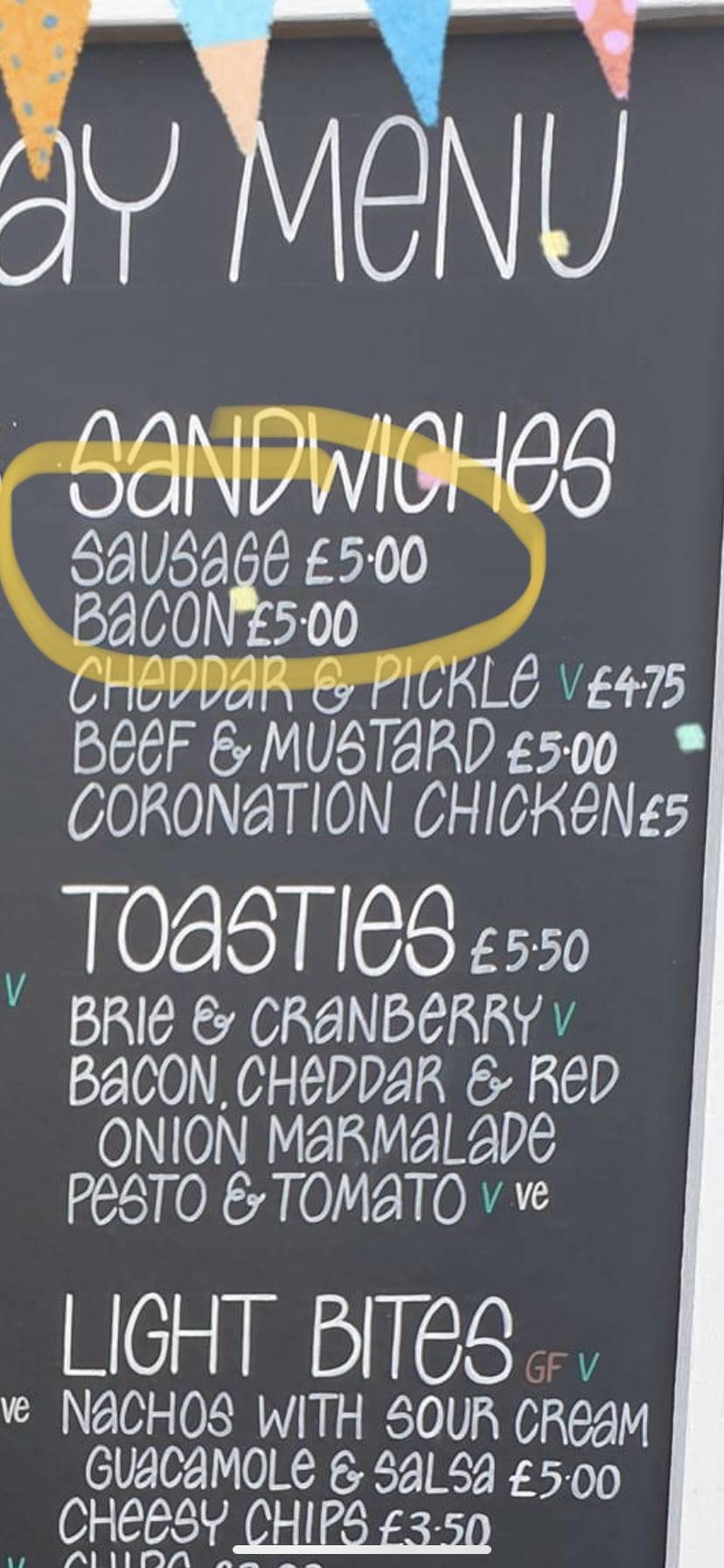 Menu at Edelweiss Cafe, Cheddar, The Cliffs