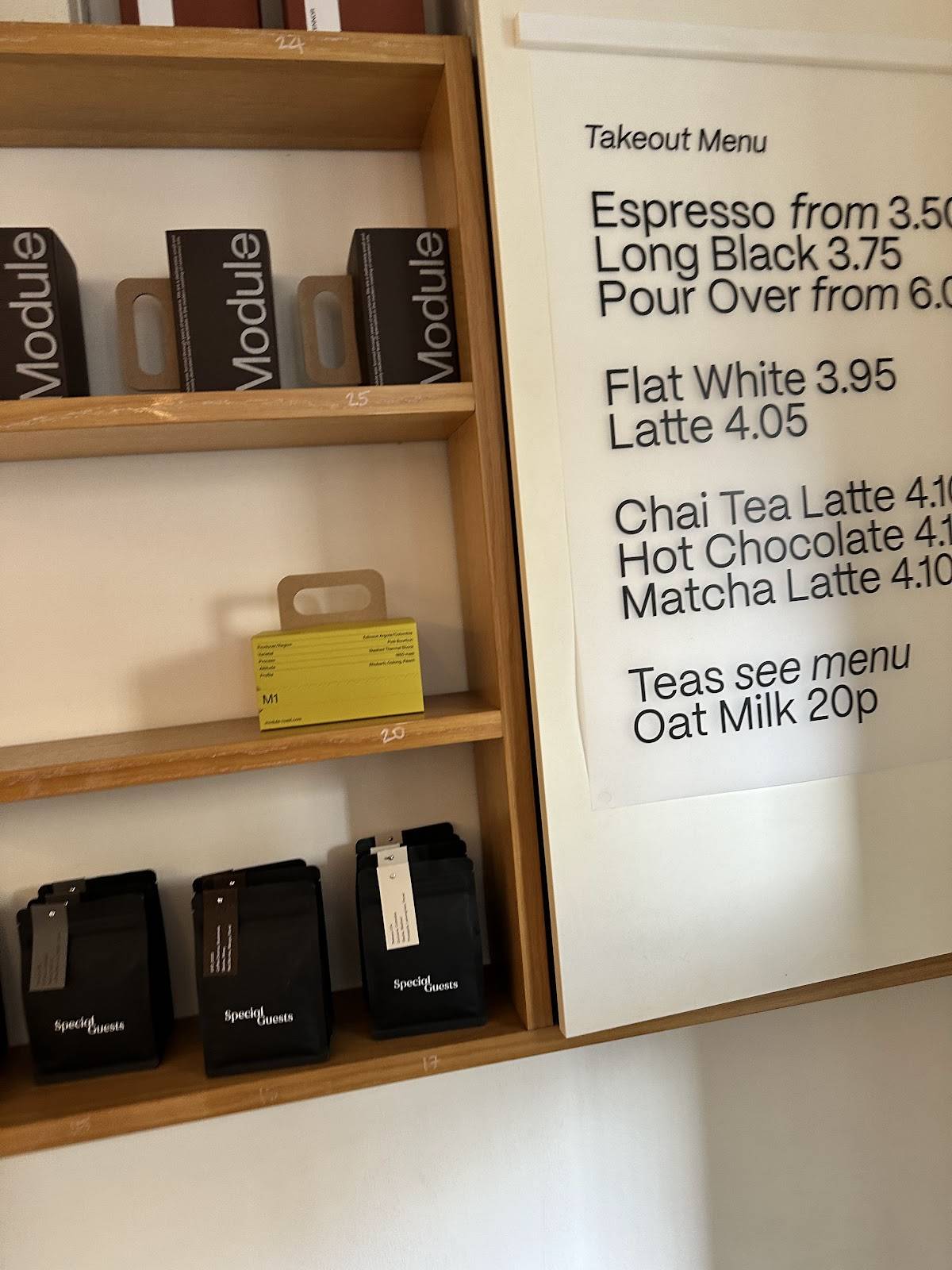 Menu at LOWDOWN cafe, Edinburgh