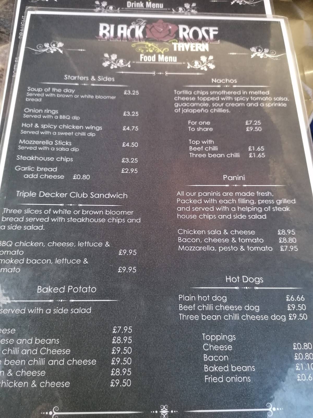 Menu at The Black Rose Tavern pub & bar, Edinburgh