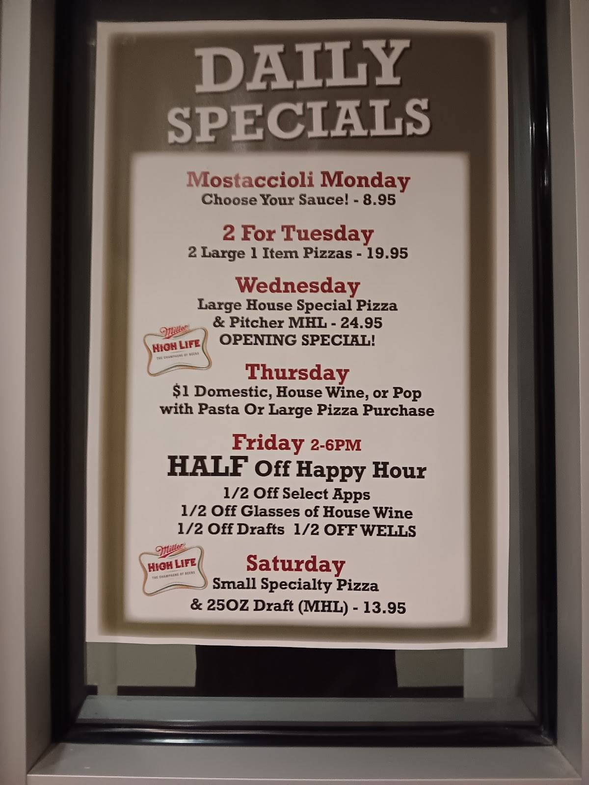 Menu at Edmund's Pastime restaurant, Lansing, E Michigan Ave