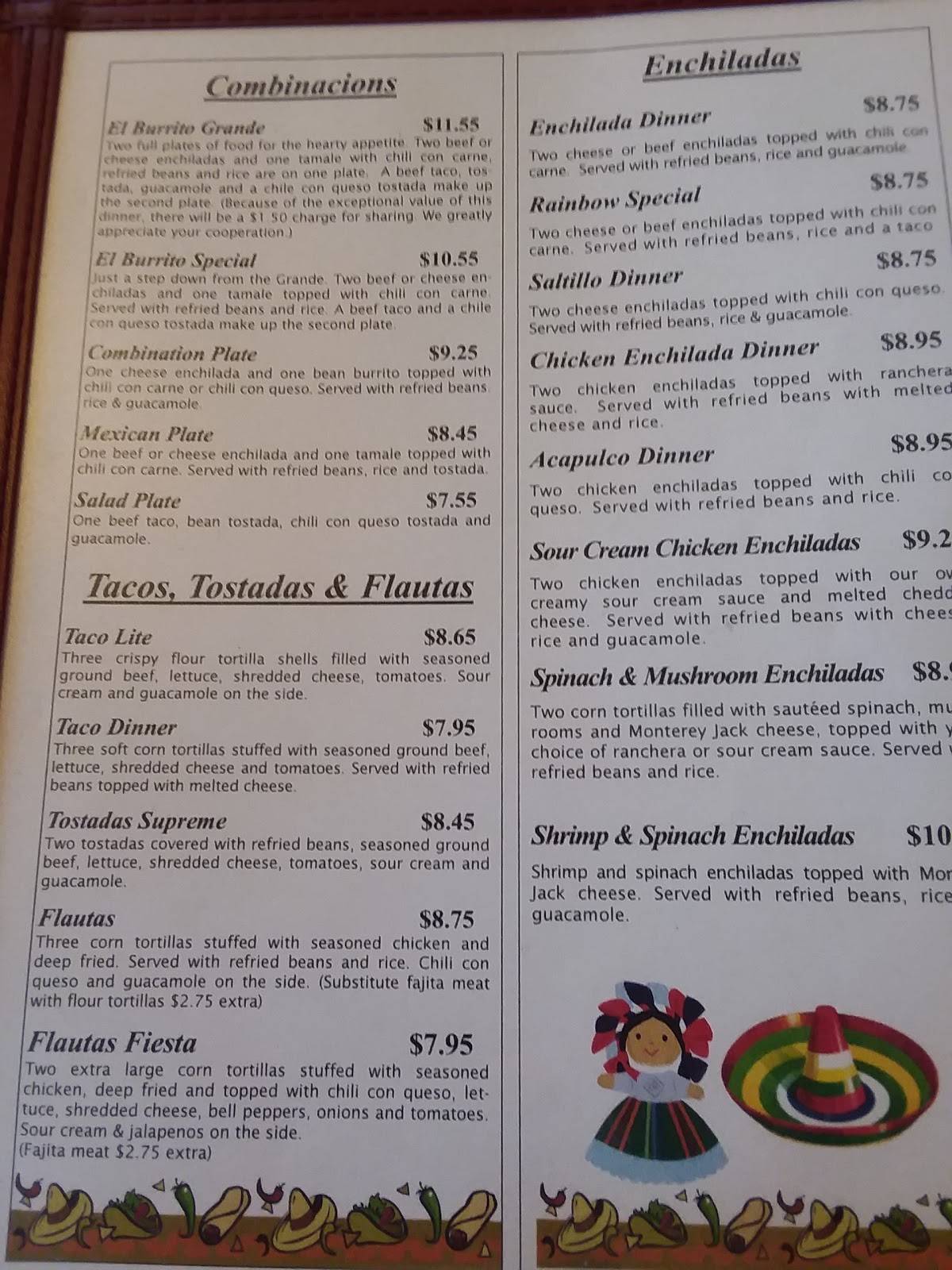 Menu at El Burrito Mexican Restaurant, Livingston