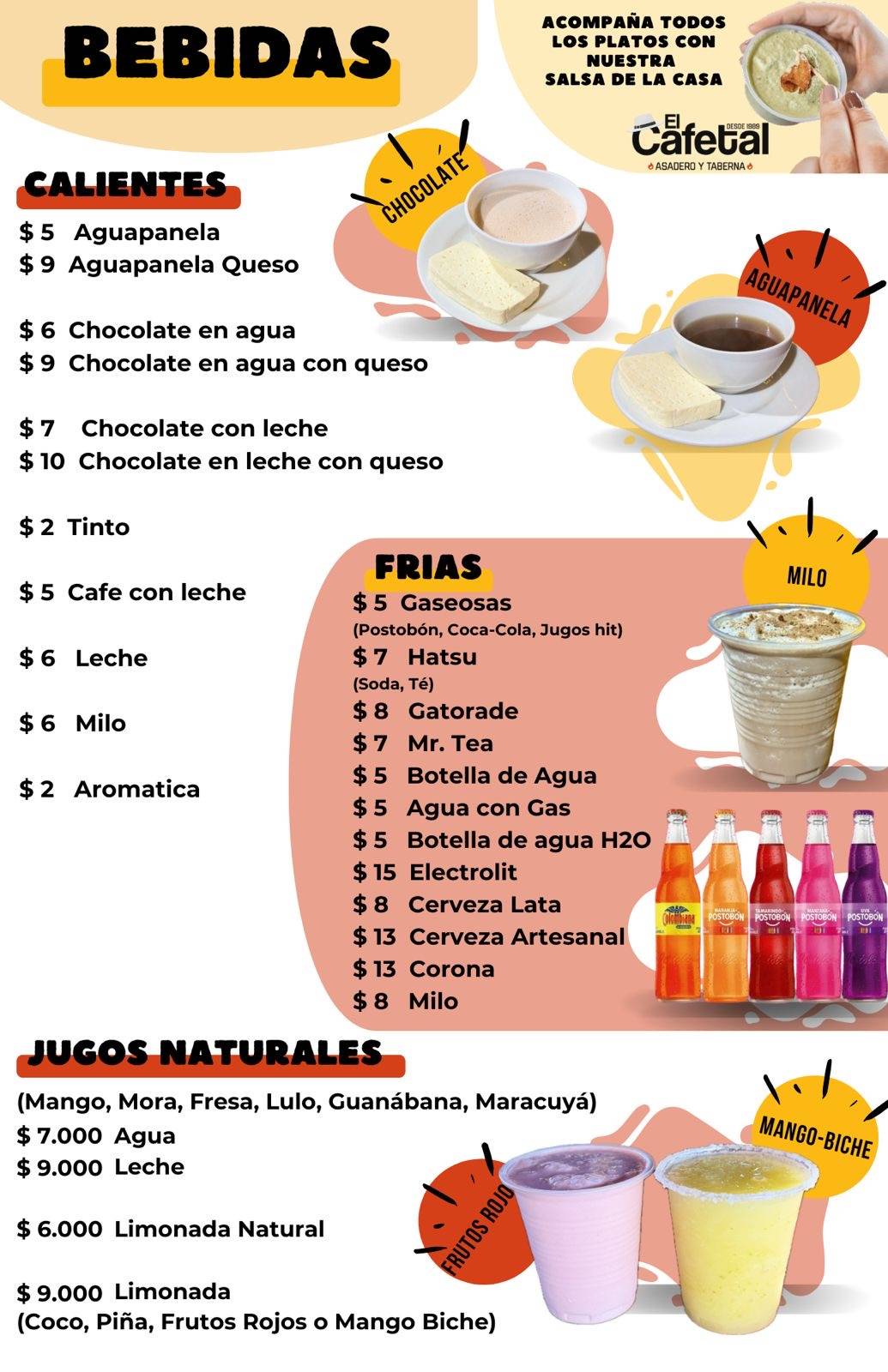 Carta de El Cafetal Asadero y Taberna, Dosquebradas, Calle 9 #2W-51