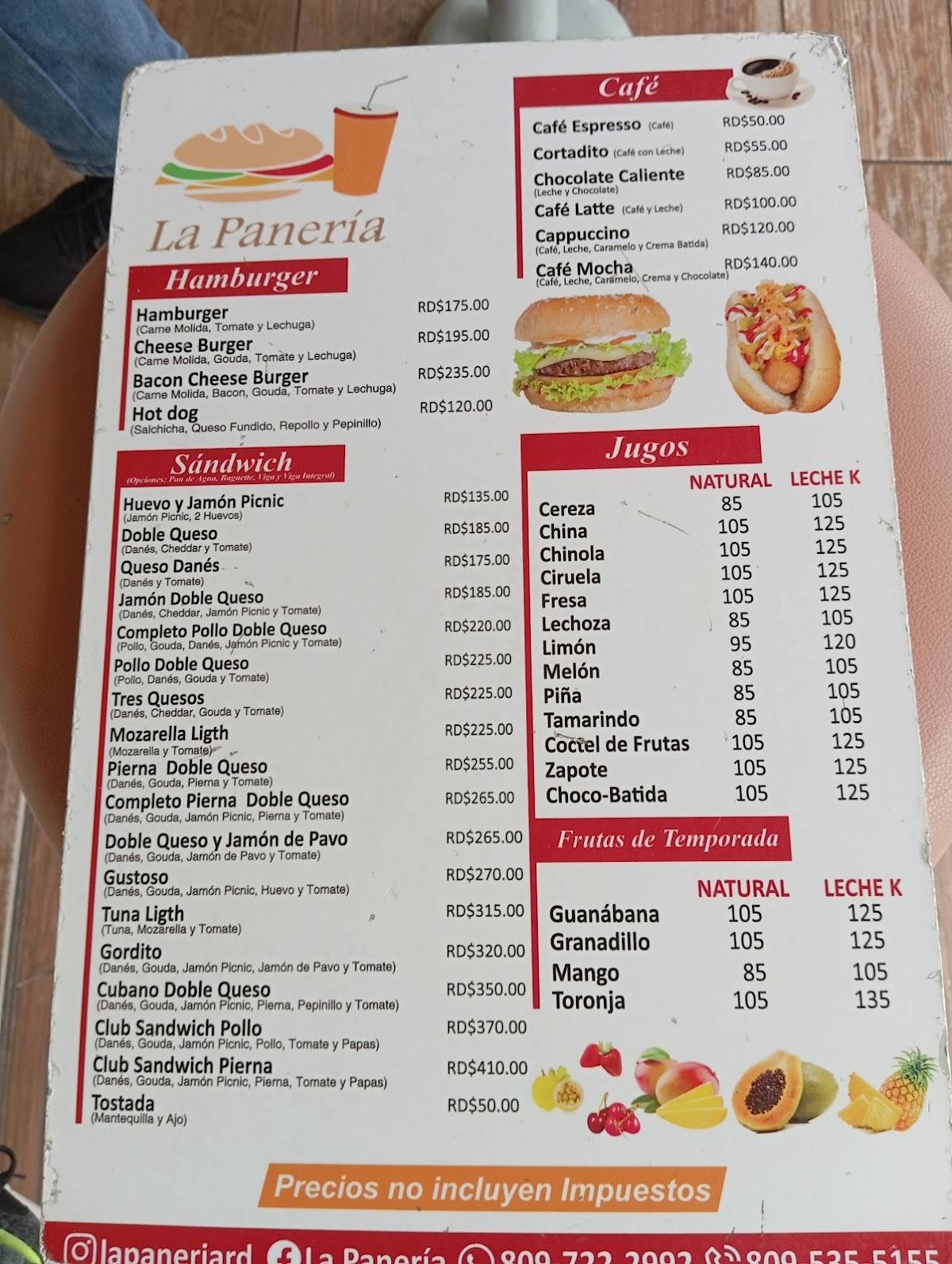 Menu at El Caldero restaurant, Santo Domingo, Av. Independencia 17074