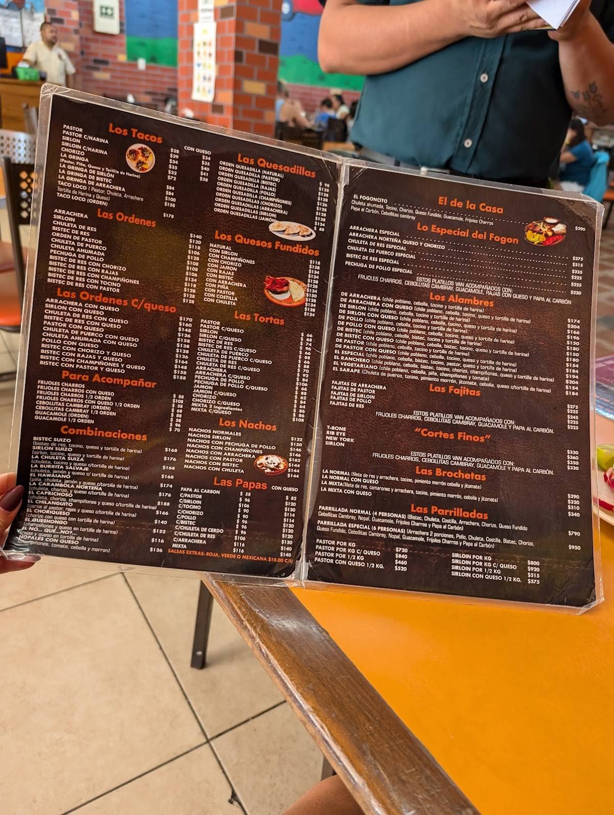 Menu at El Fogón restaurant, Playa del Carmen, Av. Constituyentes