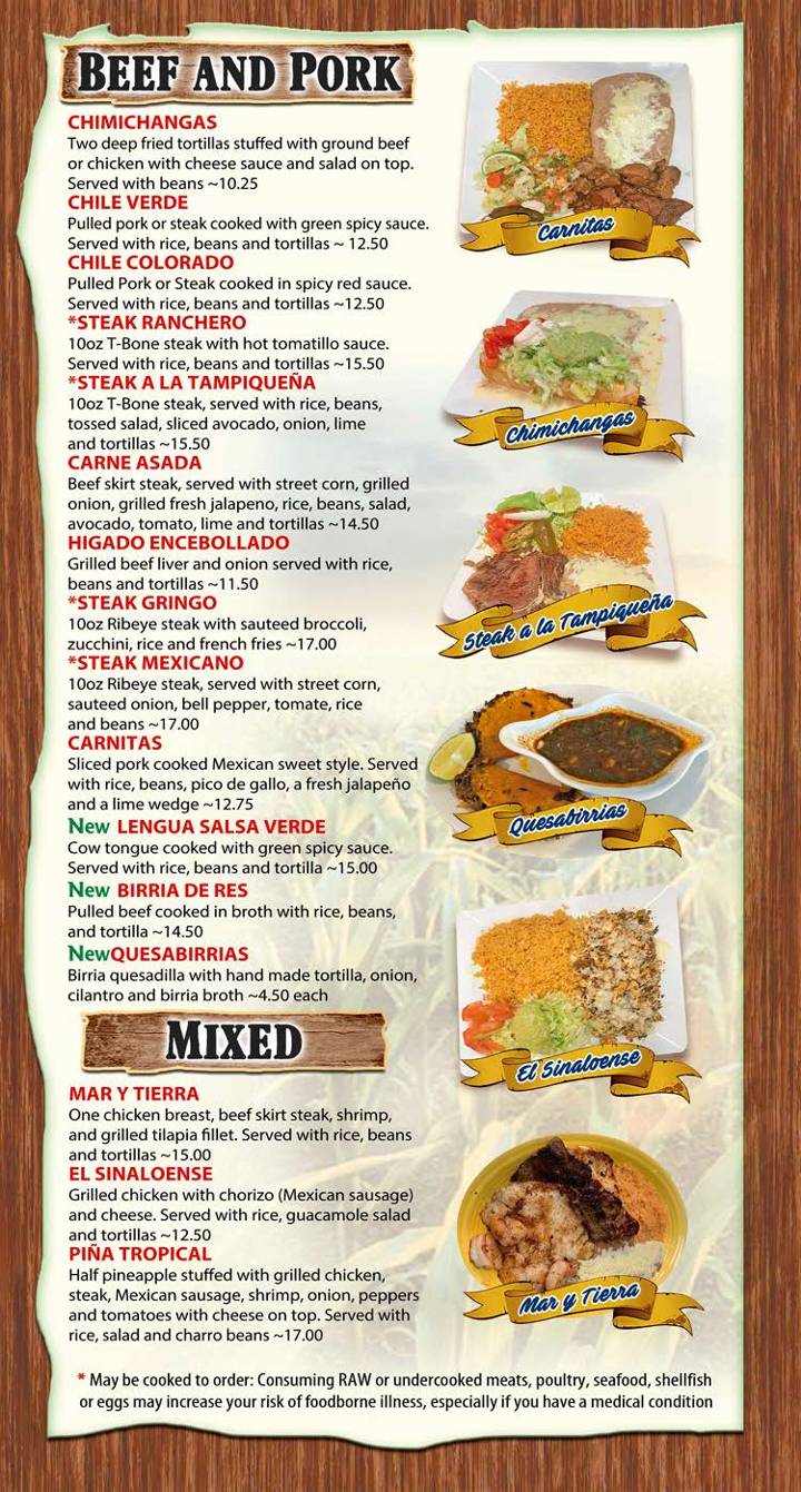Menu at El Maiz Mexican Food pub & bar, Morganton
