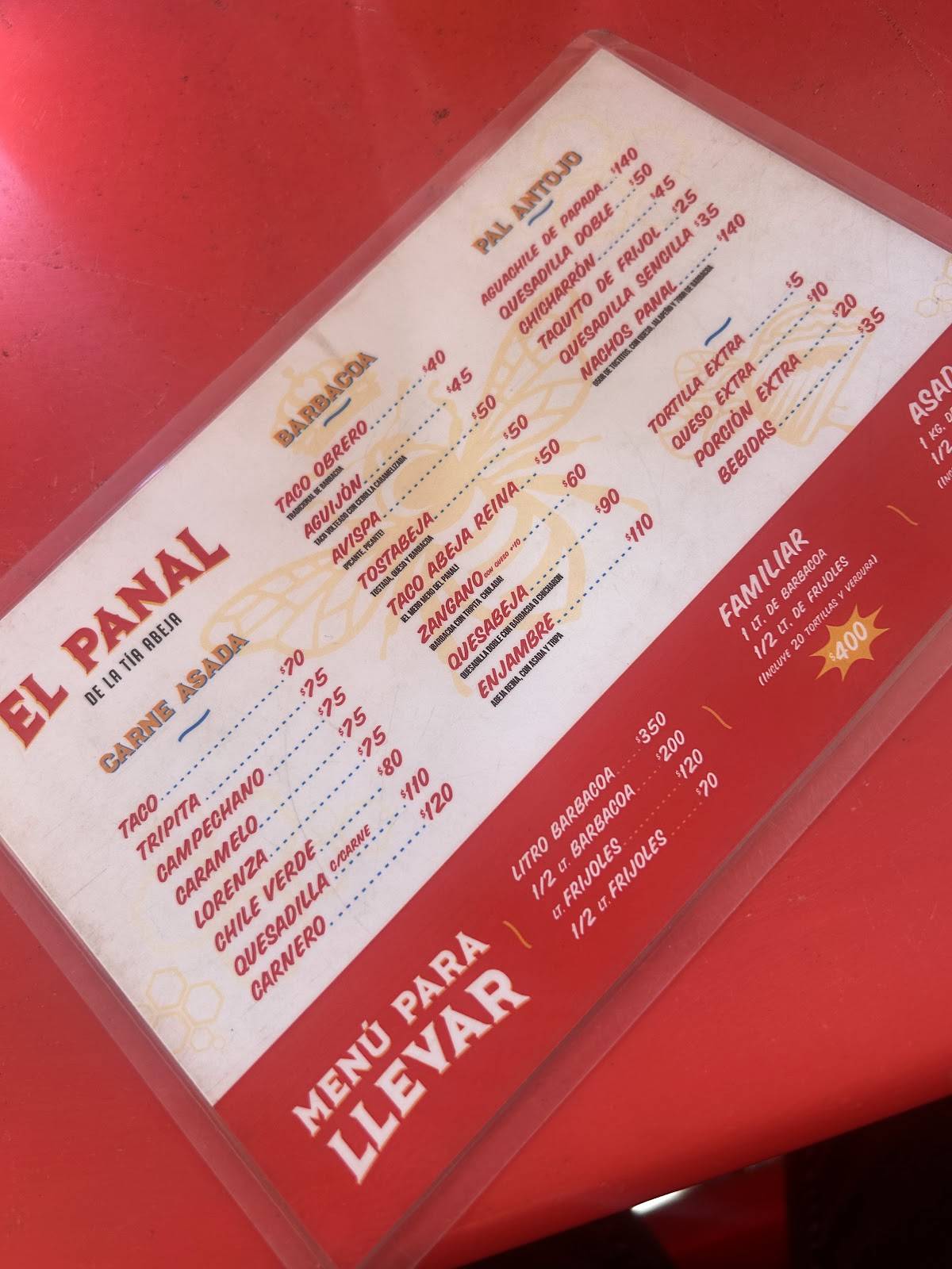 Carta del restaurante El Panal Taquería Sucursal Matriz, Hermosillo