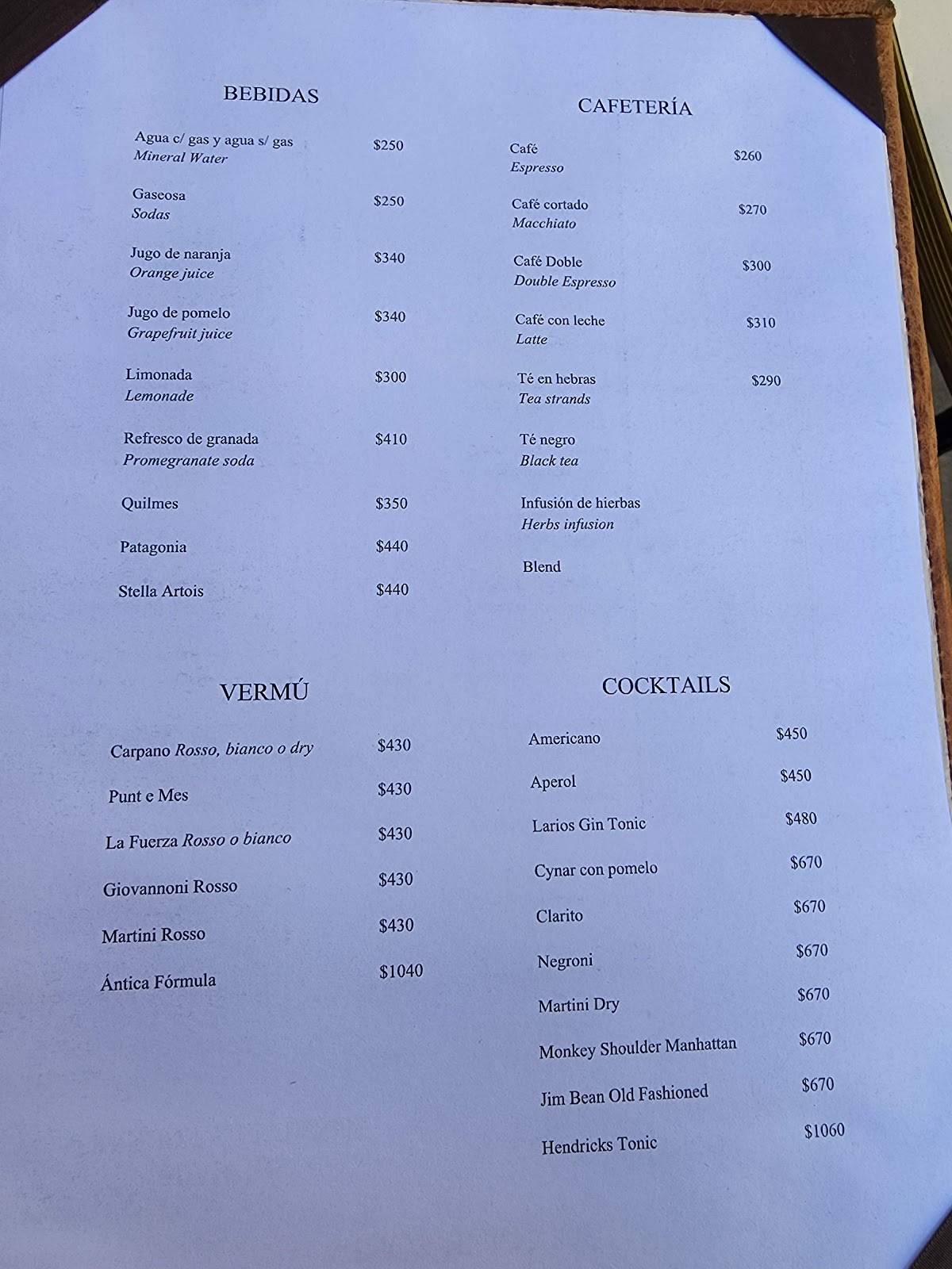 Menu at El Preferido de Palermo pub & bar, Buenos Aires