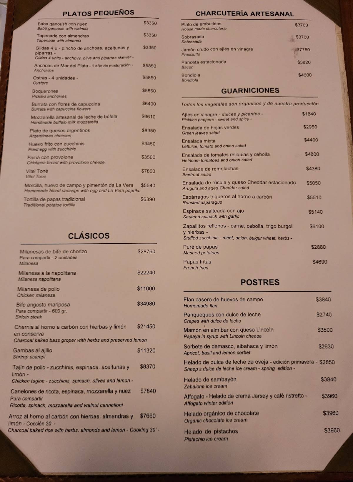 Menu at El Preferido de Palermo pub & bar, Buenos Aires