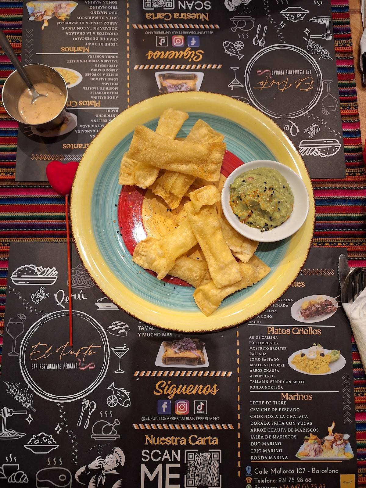 Menu at El Punto restaurant, Barcelona, Carrer de Mallorca