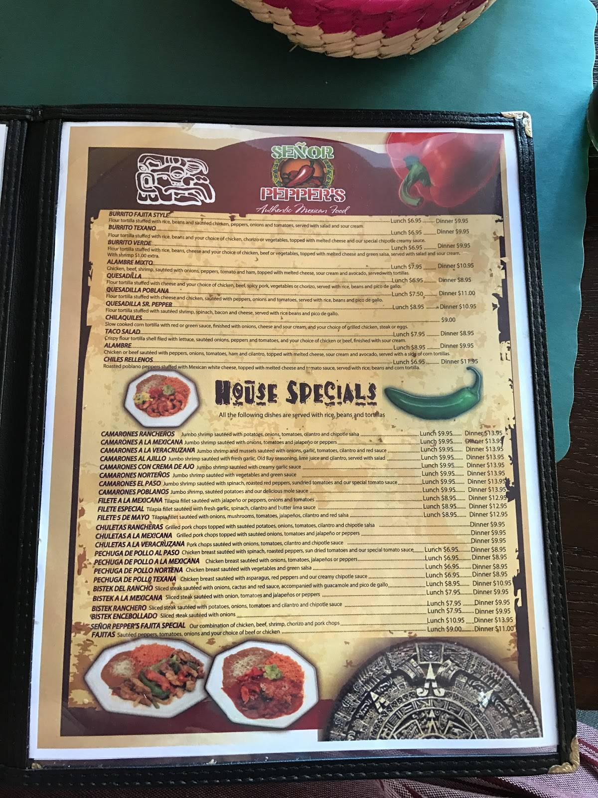 Menu at El Señor Pepper's restaurant, Red Bank