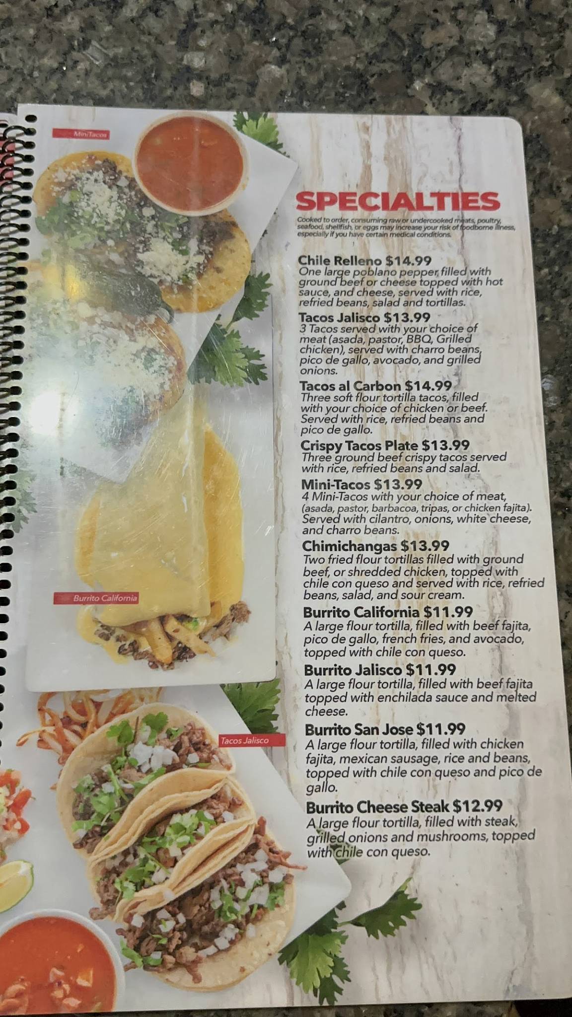Menu at El Tapatío Comanche, Texas pub & bar, Comanche
