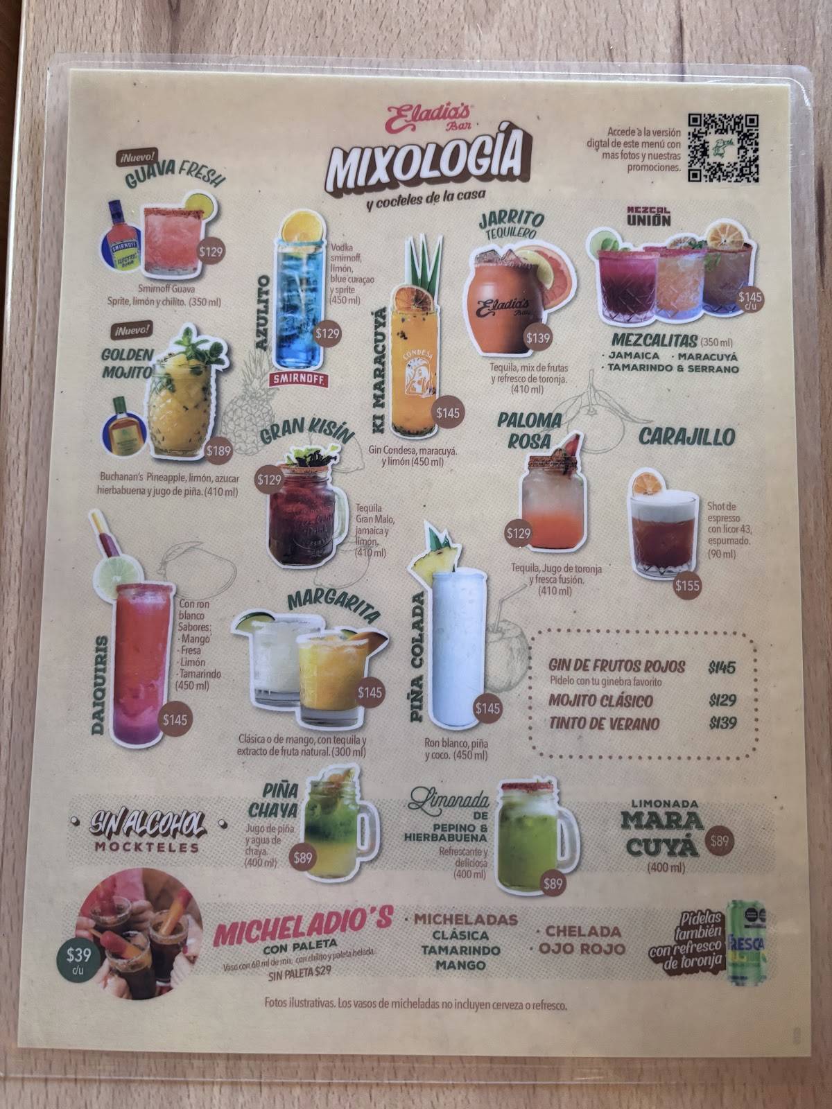 Carta de Eladio's Bar Progreso, Progreso